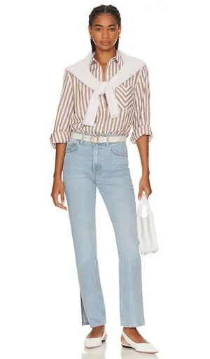 GRLFRND Harlow Petite High Rise Boot With Slit Hem Jeans In . Also - Denim-light