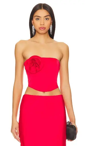 Nbd Chiara Bustier Top With Rosette Detail - Red