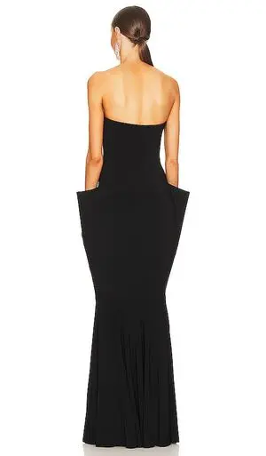 Norma Kamali Strapless Wing Fishtail Gown