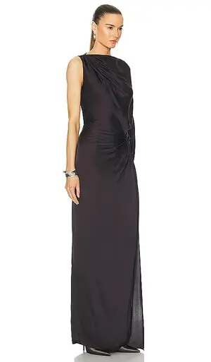 L'academie Cassia One-sleeve Satin Gown - Chocolate