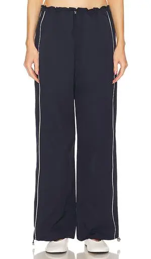 GRLFRND Cinched Waist Wide Leg Pant - Navy