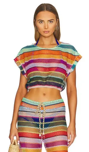 PQ SWIM Renee Crochet Crop Top Multi