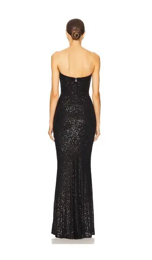 NOOKIE Strapless Sequin Embellished Gown - Black