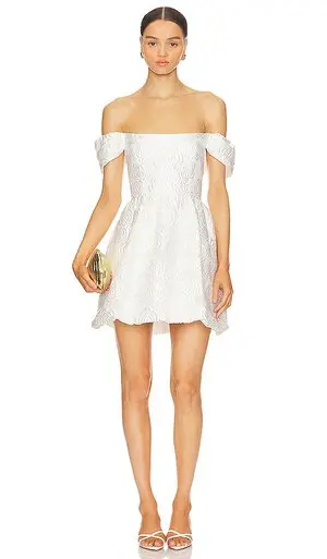 Amanda Uprichard Valentina Jacquard Off-the-shoulder Dress - White