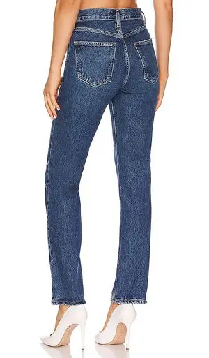 AGOLDE Lana Mid Rise Straight Jeans In Medium Wash Denim - Denim-medium