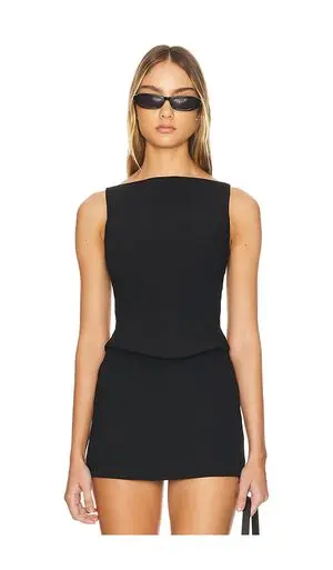 Amanda Uprichard Sleeveless Crepe Top With Back Zipper Closure Black
