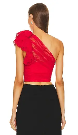 Majorelle One-shoulder Flutter Sleeve Top