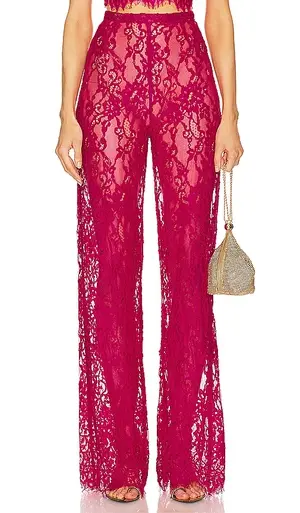 BRONX BANCO Lace Capri Trousers - Fuchsia