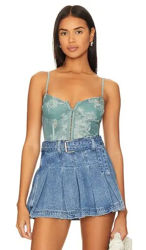 Free People X Intimately Fp Night Rhythm Corset Bodysuit - Denim-medium