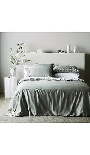 ETTITUDE Signature Sateen Duvet Cover In Cloud - Sage
