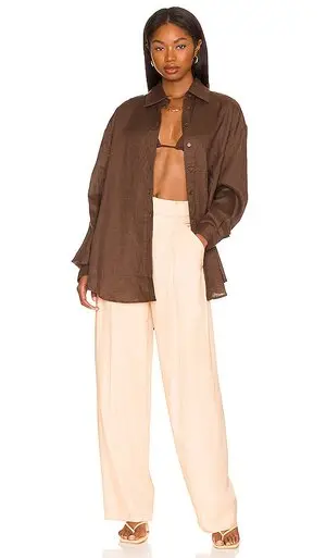 AEXAE Linen Woven Shirt - Brown