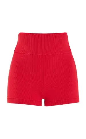 ELCE Ribbed-knit High-rise Shorts - Red