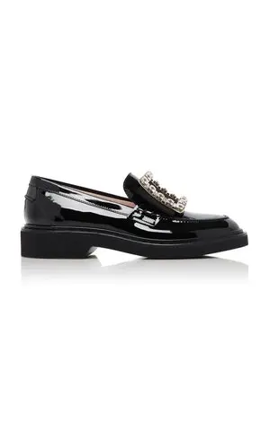 ROGER VIVIER Viv Rangers Buckle Patent Loafers - Black