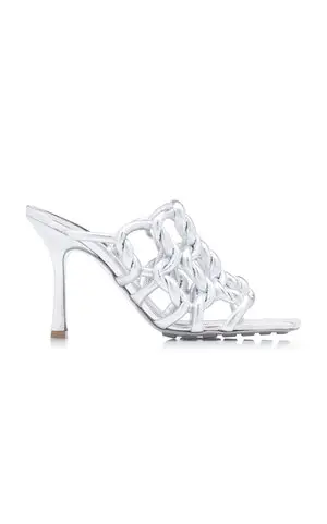 Bottega Veneta Stretch Metallic Leather Sandals - Silver