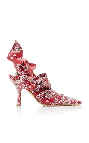 Bottega Veneta Bandana Leather Slingback Pumps - Red