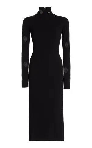 Prada Cutout Jersey Midi Dress - Black