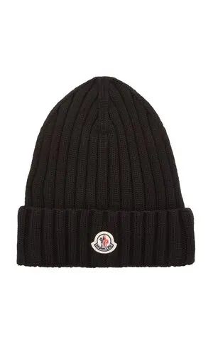 Moncler Ribbed-knit Wool Beanie - Black