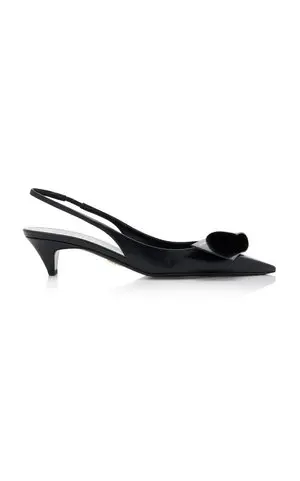 Prada Leather Slingback Pumps With Bow Detailing