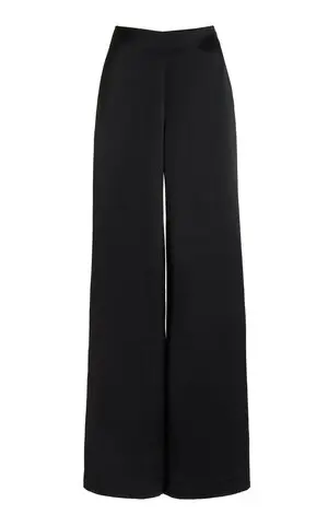 SEV Wide-leg Satin Evening Trousers - Black