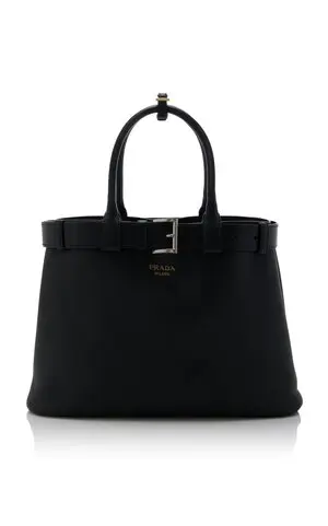 Prada Belted Leather Tote Bag - Black