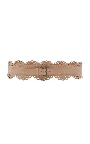 Alaïa Leather Scalloped Belt - Neutral
