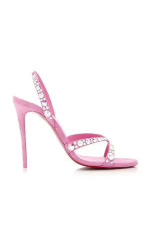 CHRISTIAN LOUBOUTIN Emilie Embellished Suede Sandals - Pink