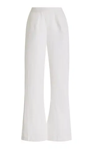 Posse Tia High-waisted Linen Flared-leg Trousers - White