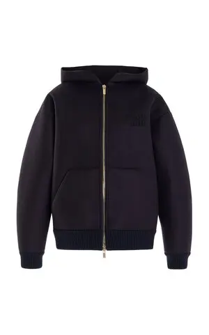 Miu Miu Padded Wool Hoodie - Navy
