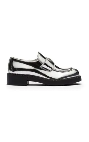 Prada Prada Metallic Leather Loafers Silver