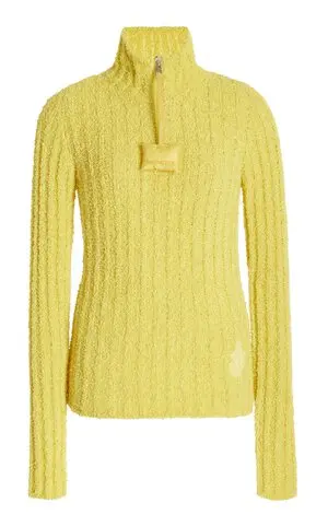 Moncler X Jw Anderson Half-zip Ribbed-knit Sweater