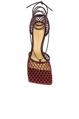 Bottega Veneta Web Stretch Lace Up Sandals - Cherry