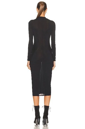 Alaïa Long Sleeve Ribbed Maxi Dress