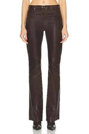 L'Agence Ruth Flare Coated Trousers - Espresso Coated