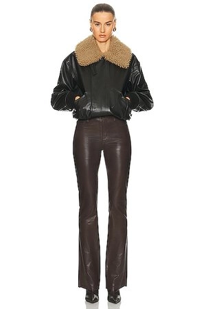 L'Agence Ruth Flare Coated Trousers - Espresso Coated