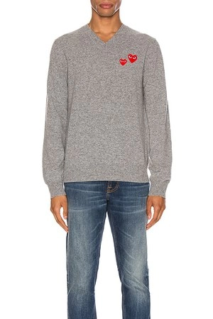 Play Comme Des Garcon Multi Heart Pullover Sweater - Grey