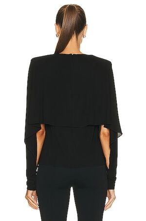 Saint Laurent Long Sleeve Top With 3d Floral Appliqu