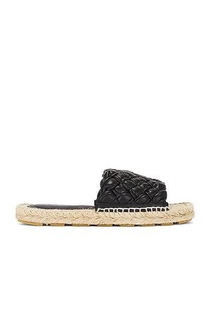 Bottega Veneta Jack Leather Espadrille Mule Sandals - Black