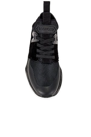 TOM FORD Jago Velvet & Neoprene Sneakers - Full Black