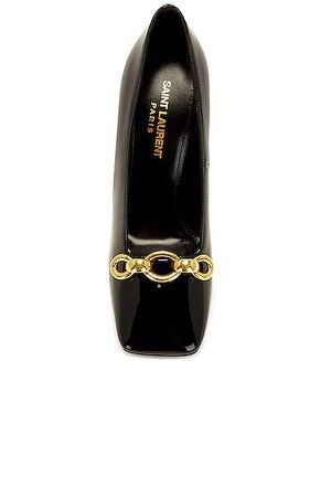 Saint Laurent Swing 110 Heels In Patent Leather With Chain Detail - Nero