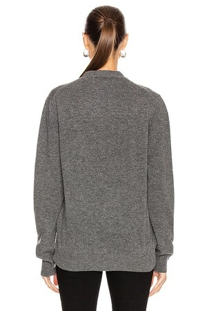 Play Comme Des Garcon Lambswool Cardigan With Red Emblem - Medium Grey
