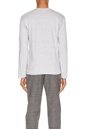 Play Comme Des Garcon Heart Logo Long Sleeve Tee - Grey