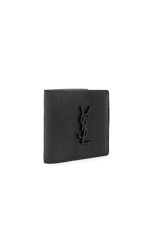 Saint Laurent Croc Embossed Billfold Wallet