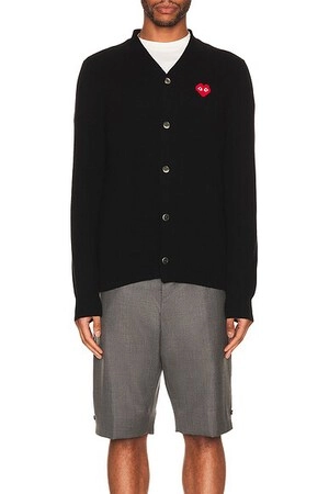 Play Comme Des Garcon Pixelized Heart Logo Cardigan