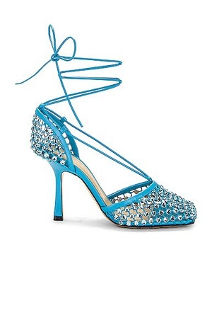 Bottega Veneta Bottega Veneta Embellished Lace Up Sandals Pool