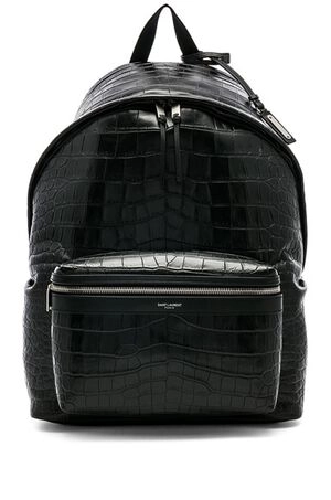 Saint Laurent Saint Laurent City Backpack In Black Croc-Embossed Leather Black Croc