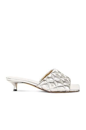 Bottega Veneta Padded Mule Sandal In Metallic