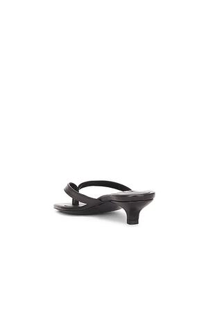 TOTEME Leather Flip Flop Kitten Heel Sandals - Black