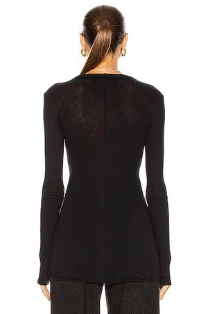 Enza Costa Cashmere Cuffed Crew Tee - Black