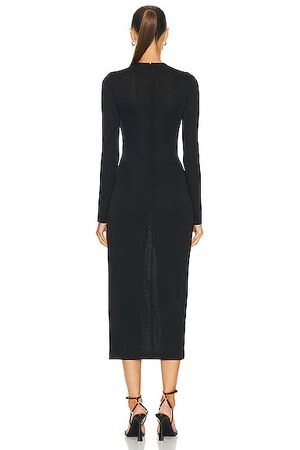 FLEUR DU MAL Midi Dress With Side Snaps - Black