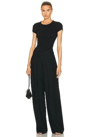 Enza Costa Pointelle Knit Cap Sleeve Crew Top